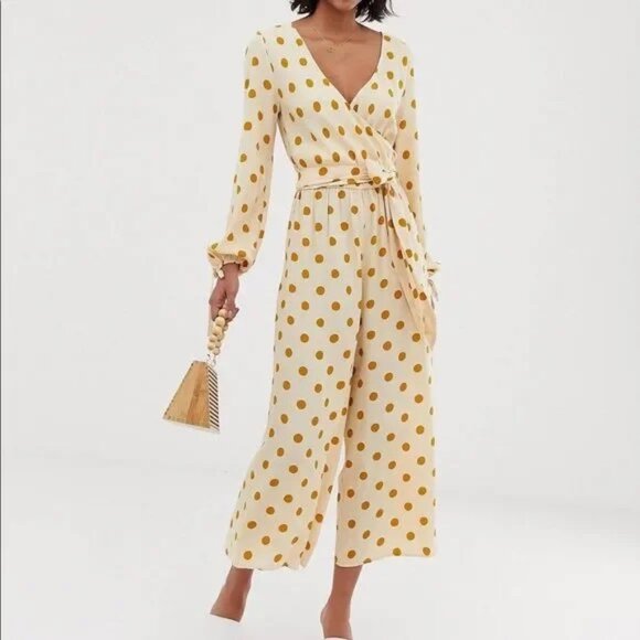 ASOS | Pants & Jumpsuits | Asos Design Wrap Tie Belted Cropped Jumpsuit ...